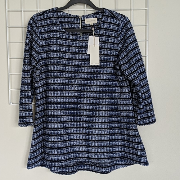 MELLODAY | Tops | Nwt Melloday 34 Sleeve Structured Tweed Top Blue ...